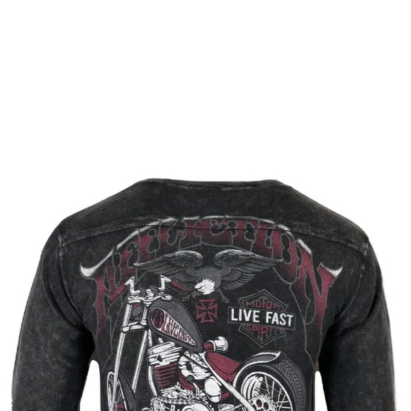 Affliction | Shirts | Affliction Mens Tshirt Stacked Motors Biker Skull ...